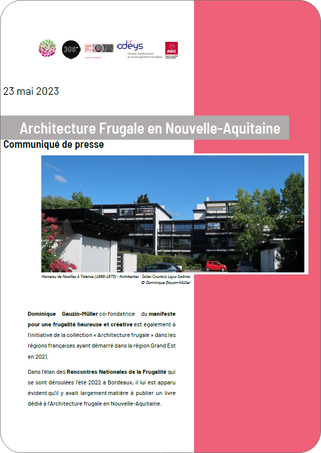 CP & PRÉCOMMANDE DU LIVRE ARCHITECTURE FRUGALE EN N-A | Cluster Odéys